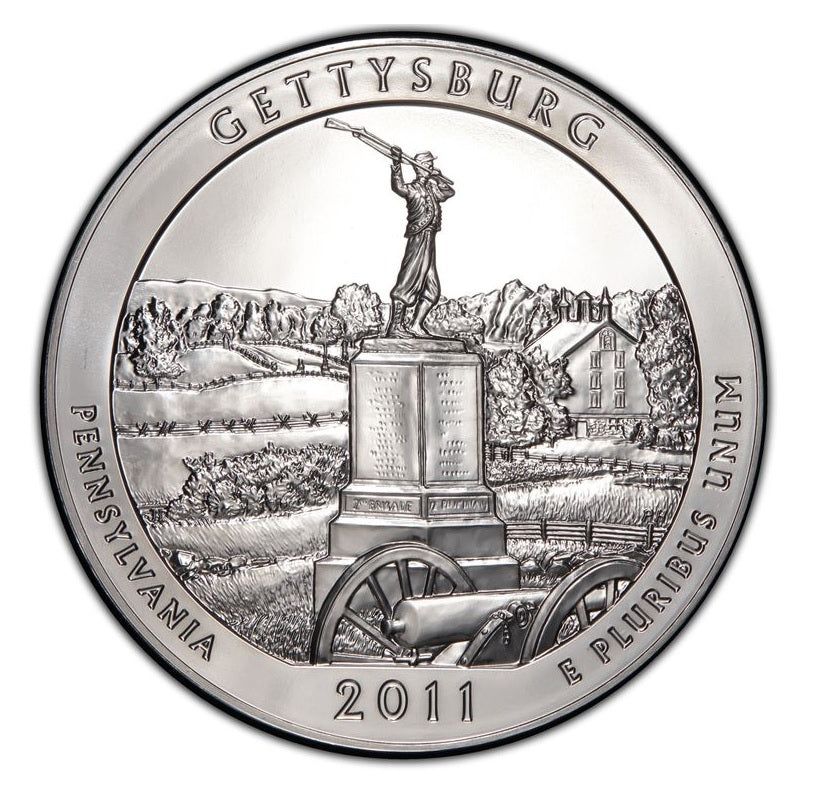 5 oz America The Beautiful: Gettysburg National Park Silver Coin ...